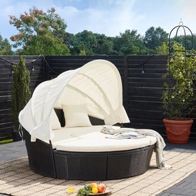 InternetovaZahrada - Ratanová zahradní postel LAZY - černá 186 cm