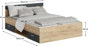 Postel MICHIGAN NEW 140x200, dub artisan/grafit Kondela 0000373278
