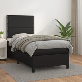 Box spring postel s matrací černá 90x190 cm umělá kůže