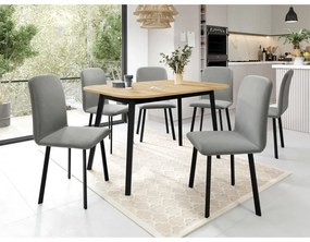 Rozkládací stůl Grazpen S 130x80 se 6 židlemi Lekoz, Barva dřeva: šedý mramor + černá, Potah: Amor Velvet 4322