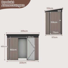 Costway Kovový zahradní přístřešek s předními a bočními – 235 × 117 × 185 cm