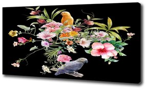 Wallmuralia Foto obraz na plátně Květiny a ptáci 100x50