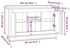 Příborník černý 102 x 35 x 60 cm kompozitní dřevo - Default Title