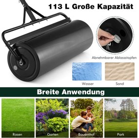 Costway Válec na trávník kovový 113 L ruční válec s rukojetí zahradní válec Ø 40