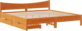 Rám postele se zásuvkami voskově hnědý 200x200cm masiv borovice 3301895
