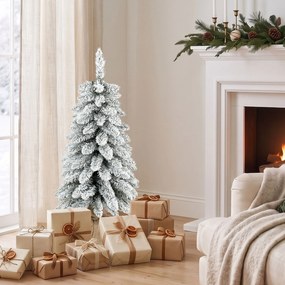 HOMCOM Umělý vánoční strom, 90 cm (3 ft), štíhlý „pencil“ strom s 107 větvičkami, juta základna, bílý
