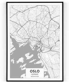 Obraz Mapa Oslo 30 x 40 cm - napnuté plátno na dřevěném rámu