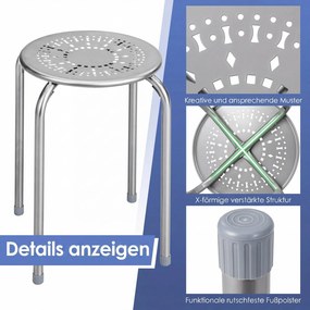 Costway Sada 6 stohovacích stoliček, stohovatelná kovová stolička, kulatá
