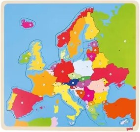 GOKI Dřevěné puzzle Mapa Evropy / 35 dílků / od 5 let