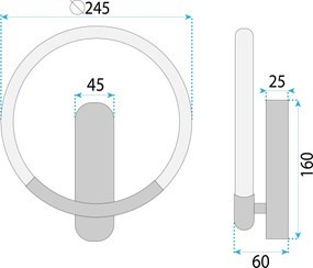 Toolight Toolight, LED nástěnné svítidlo 25x29cm, 7W, 3000K, LHJ068-W C, černá-zlatá matná, OSW-60036