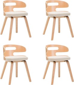 Jídelní židle 4 ks krémové ohýbané dřevo a umělá kůže 278852