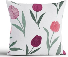 MK Lůžkoviny Bavlněný povlak na polštář Renforcé 40 x 40 cm - Květy tulipánů fialové
