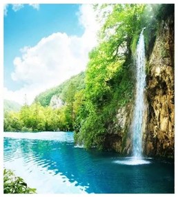 DIMEX | Vliesová fototapeta na zeď Relax v lese MS-3-0085 | 225 x 250 cm | zelená, modrá, bílá, béžová
