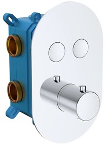 Mereo Mereo, Vanový set s termostatickou podomítkovou tlačítkovou baterií - 2-cestná - oválný kryt, CB60106TB1