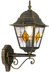 Vintage venkovní nástěnná lampa starožitné zlato - Antigua Up