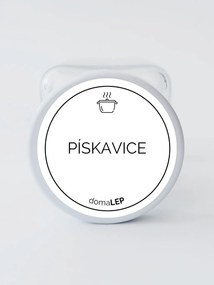 Samolepka na kořenky PÍSKAVICE bílá 5 cm základní písmo