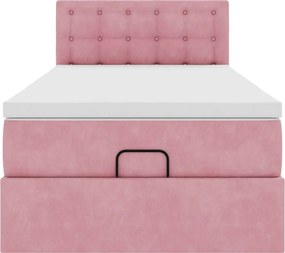 Osmanský rám postele s matrací růžová 80x200cm samet 3311884
