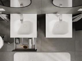 Mexen Orio, koupelnová skříňka 50 cm s umyvadlem Vela, 2 zásuvky, grafitová matná/bílá matná, 91A10-05047-2-BFF66-W23M01