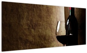 Láhev vína - moderní obraz (100x40cm)