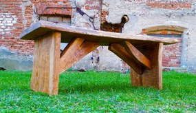 Stará Krása – Ruční výroba Venkovní dubové lavice z přírodního masivu 40 x 100 x 45