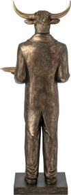 Dekorace velký zlatohnědý buvol Waiter – 72*59*194 cm