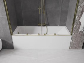 Mexen Velar Duo, 2-křídlová posuvná vanová zástěna 180 x 150 cm, 8mm čiré sklo, zlatý lesklý profil, 896-180-000-02-50