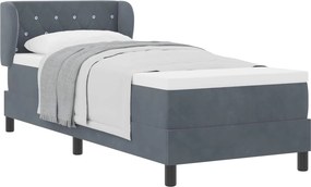 Postel s boxspringem s čelo Tmavě šedá 80 x 200 cm samet 3340305