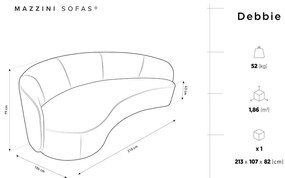 Béžová sametová asymetrická pohovka Mazzini Sofas Debbie, levá