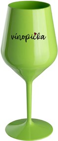 VÍNOPIČKA - zelená nerozbitná sklenice na víno 470 ml