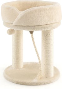 Costway Cat Tree Cat škrabadlo s měkkým sedákem sisalová věž pro kočky, béžový