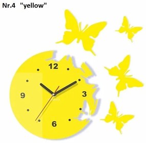 Dekorační nástěnné hodiny létající motýly Nachová