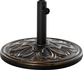 Stojan na slunečník Outsunny 13 kg – Stojan na slunečníky s držákem pro tyče průměru 35 mm/38 mm/48 mm do zahrady, na balkon, starožitný bronz