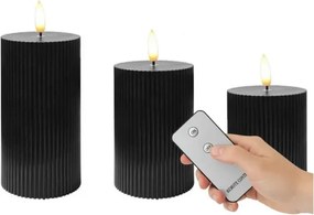 SADA 3x LED Svíčka BRILLO LED/2xAA černá + dálkové ovládání