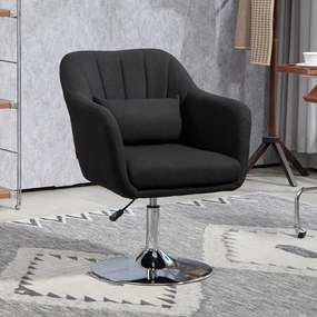 HOMCOM Křeslo Lounge křeslo s područkami, bederní polštář, čalouněné Relaxační křeslo s kovovým rámem, vzhled lnu, výškově nastavitelné Otočné křeslo…