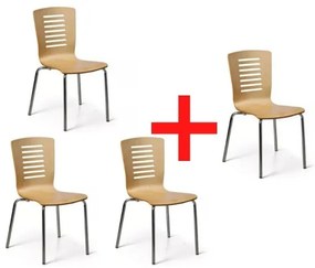 Dřevěná jídelní židle LINES 3+1 ZDARMA, přírodní