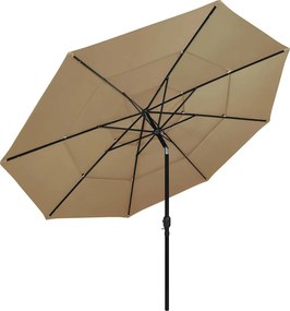 3stupňový zahradní slunečník s hliníkovou tyčí taupe 3,5 m 313879