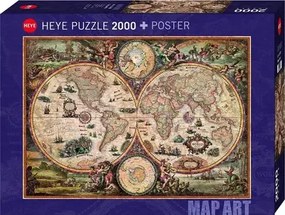 HEYE Puzzle Stará mapa světa / 2000 dílků / 97 × 69 cm