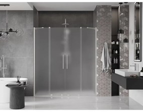 Mexen Velar Duo, posuvné sprchové dveře do otvoru 180 cm, 8mm sklo námraza, broušená ocel, 871-180-000-32-97