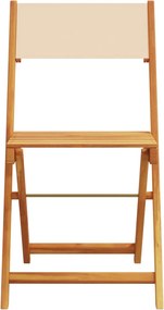 5dílný zahradní jídelní set béžový textil a masivní dřevo 3281775