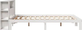 Postel s knihovnou bez matrace bílá 135x190 cm masivní borovice 3322510