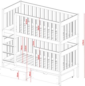 Patrová postel 90x200 ALVA borovice