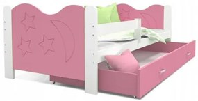 DOBRESNY Moderní dětská postel MIKOLAJ Color 190x80 cm BÍLÁ-RŮŽOVÁ