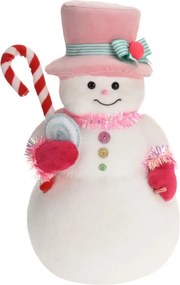 Sladký sněhulák s růžovou čepicí 39 cm