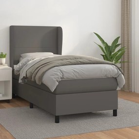 Box spring postel s matrací šedá 90x190 cm umělá kůže 3128887