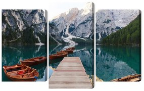 Vícedílný obraz Jezero Braies V Itálii Nedostatek Nedostatek Přírodní plátno 150x100