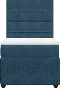 Box spring postel s matrací modrá 100 x 200 cm samet 3294566