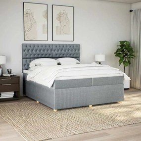 Box spring postel s matrací světle šedá 200 x 200 cm textil 3292170
