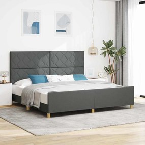 Rám postele s čelo Tmavě šedá 200 x 200 cm textil 3344831