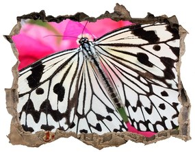 Wallmuralia Díra 3D fototapeta nálepka Motýl na květině 95x64 cm