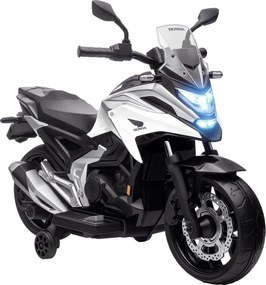 Dětská elektrická motorka AIYAPLAY s MP3, USB, tréninkovými kolečky, hudbou a světlomety – Bílá motorka pro děti ve věku 3-6 let | Aosom